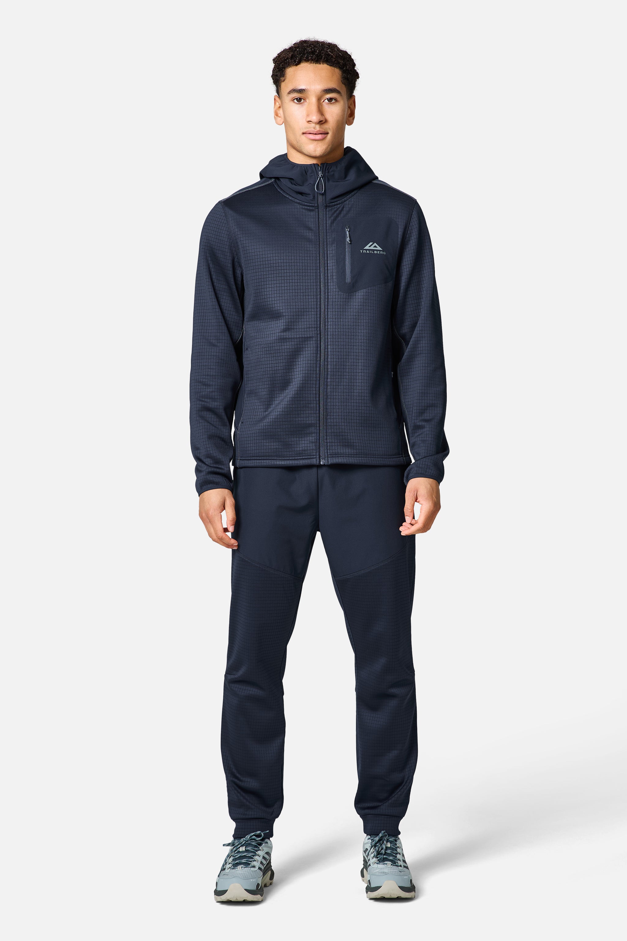 District Gridded Fleece Tracksuit - Deep Ocean Blue/Storm Grey
