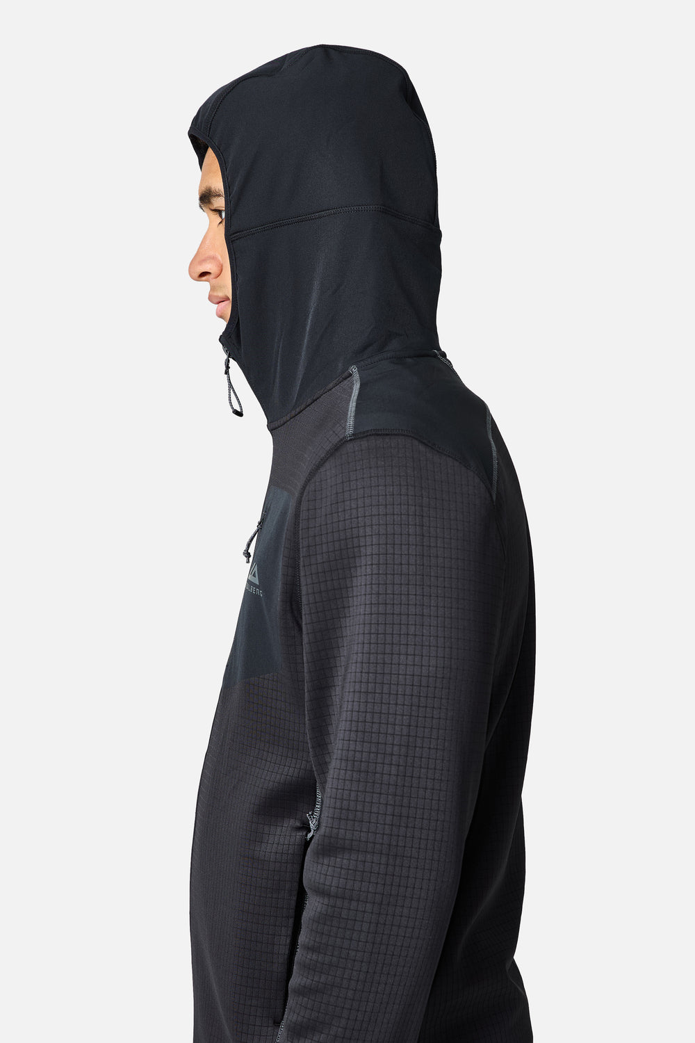 District Gridded Fleece Hood - Black/Volcano Grey